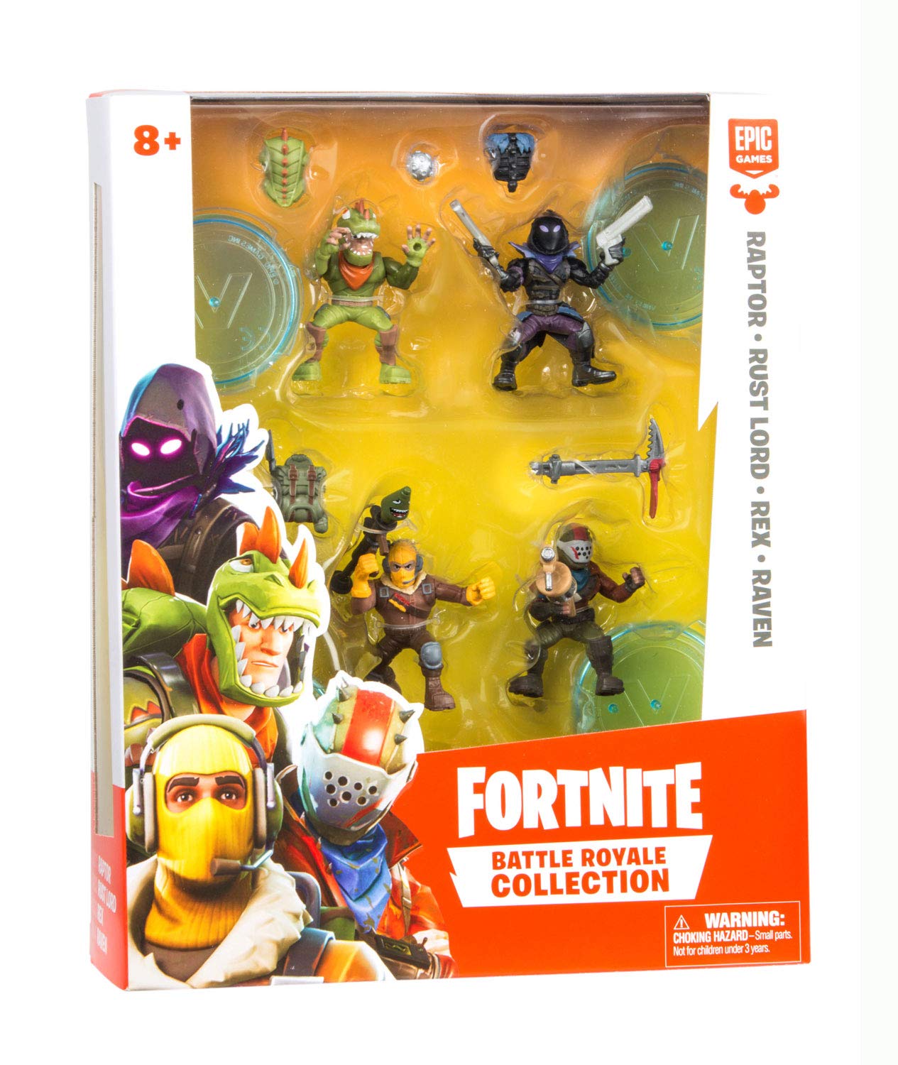 Fortnite 4 Figure Squad Pack- Raptor, Rust Lord, Rex & Raven ...