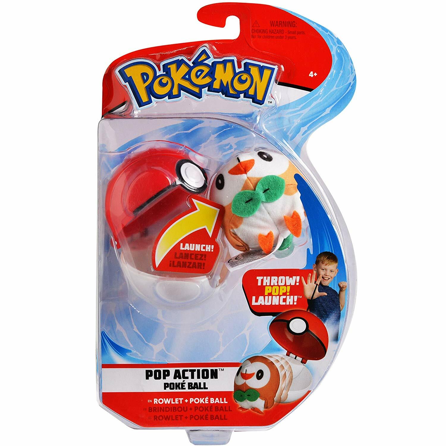 Pokemon Pop Action Poke Ball - ROWLET & Poke Ball - Stortford Toys