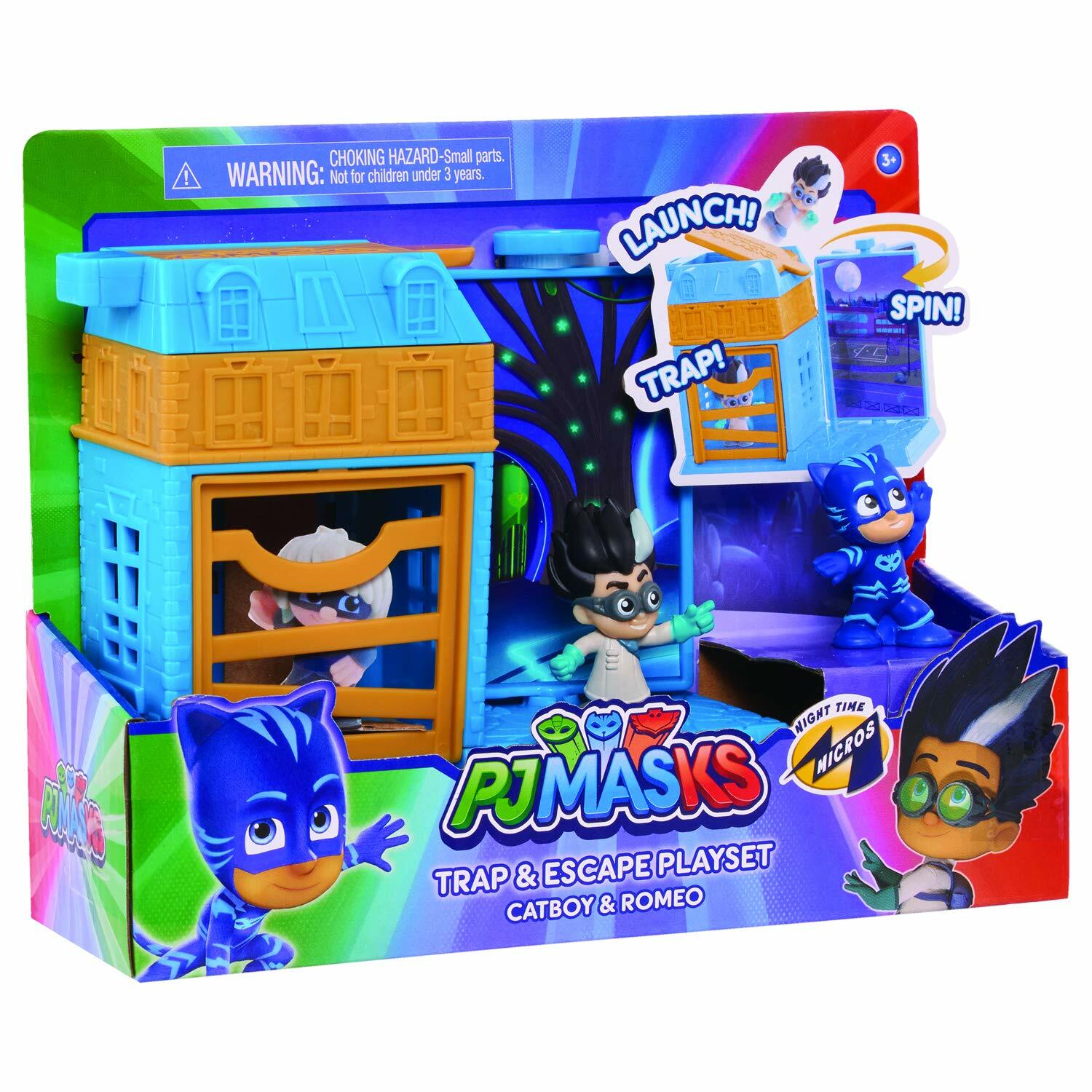 PJ Masks Nighttime Micros Trap Escape Playset Catboy & Romeo ...